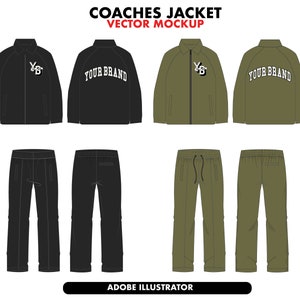 Coaches Jacket Mockup, Clothing Sketch, Flat Clothing Mockup, Jacket ...