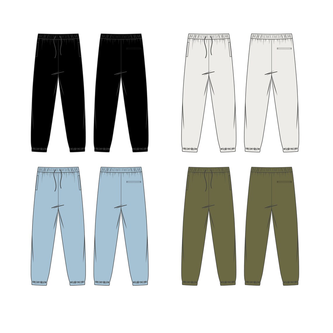 Sweatpants Vector Adobe Illustrator Tech Pack, Bottoms Tech Pack Bundle ...