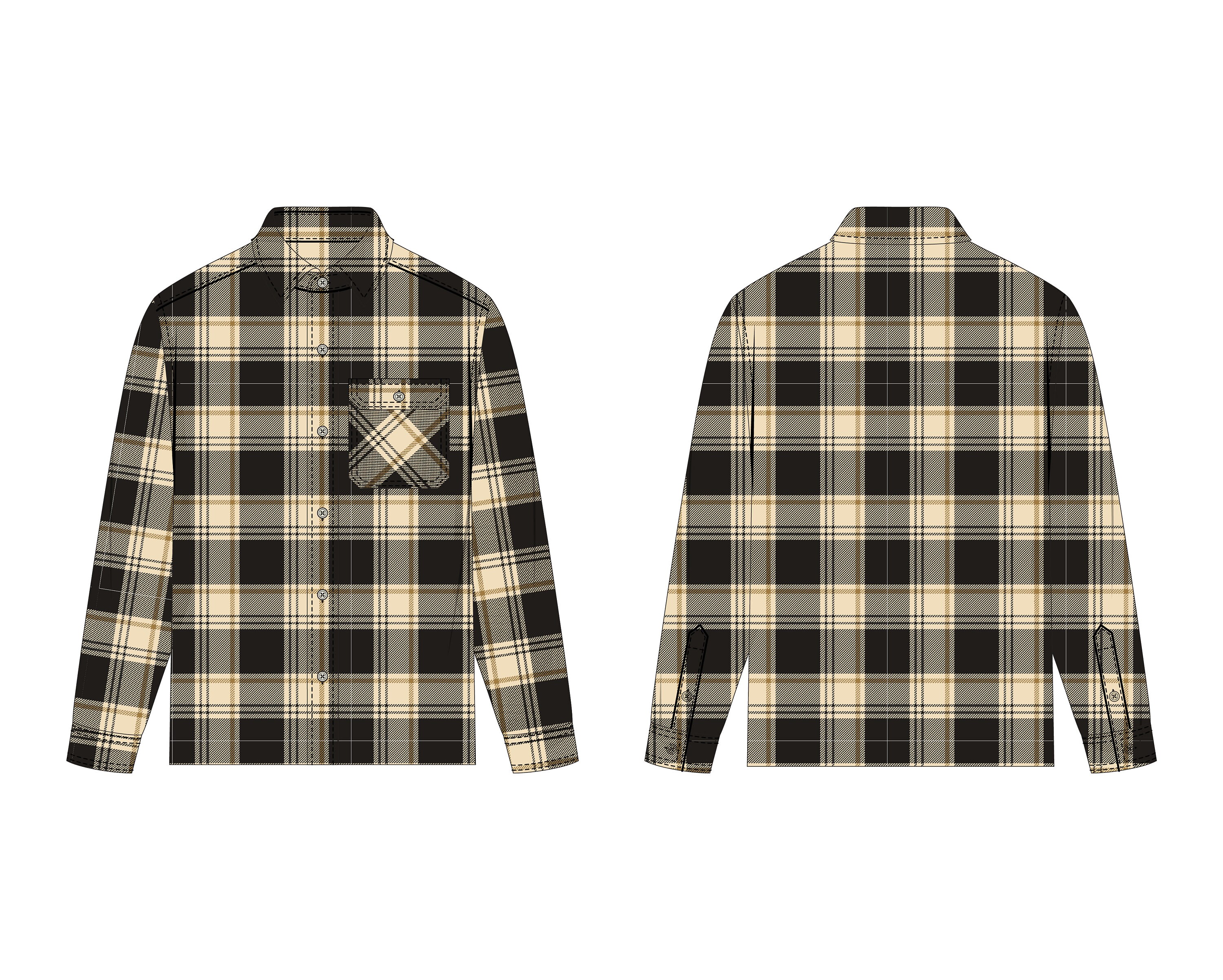 Flannel Shirt Vector, Clothing Sketch, Flat Clothing Mockup, Hoodie ...