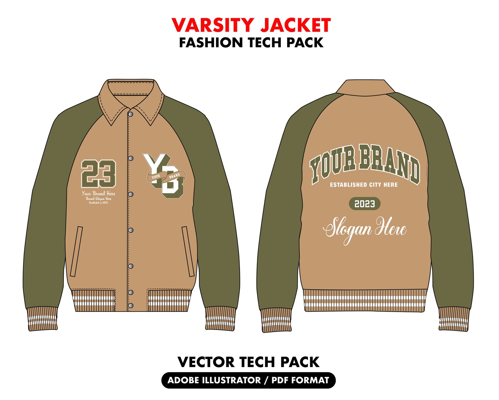 Varsity Jacket Tech Pack, Clothing Sketch, Bundle Fashion Design ...