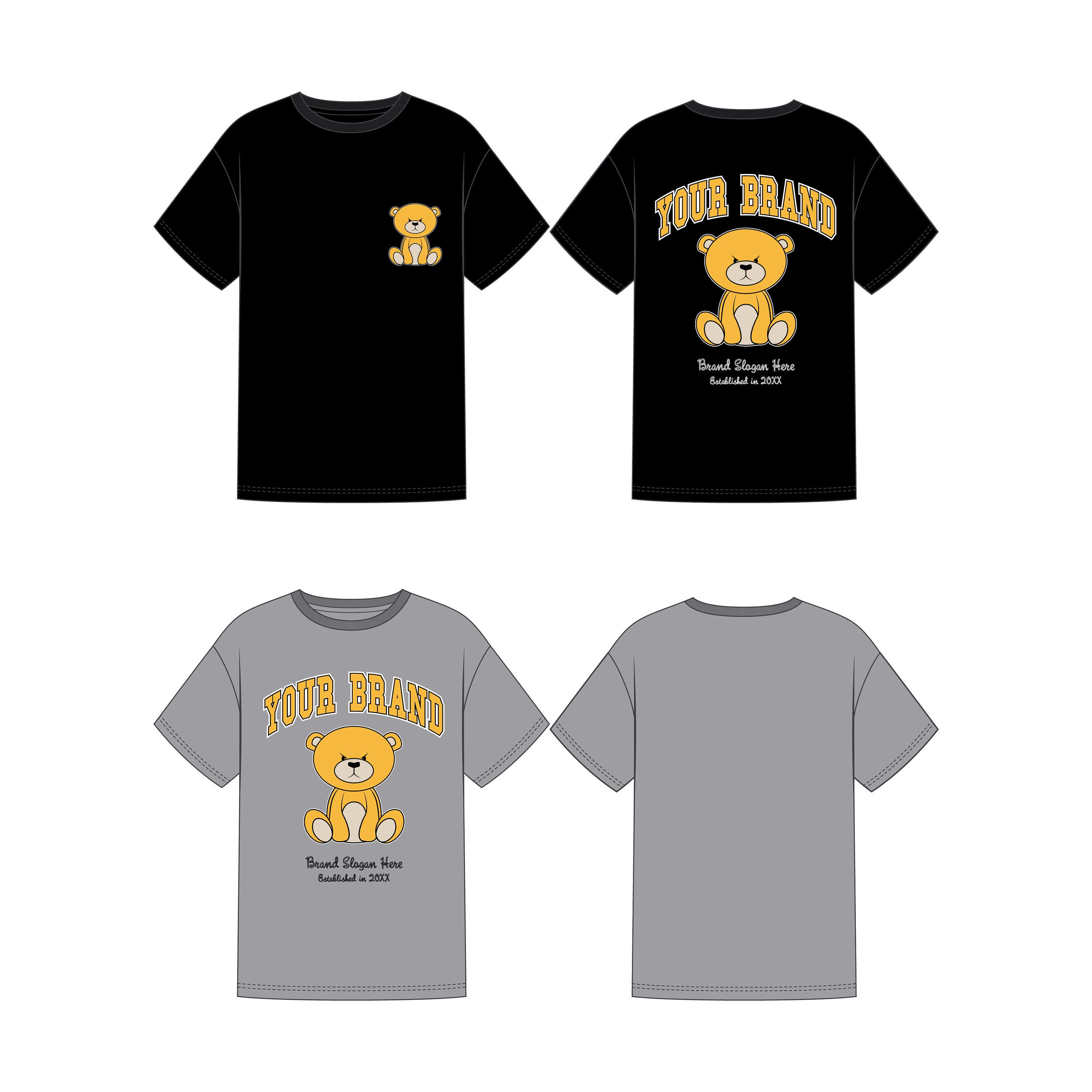 Custom Streetwear Collection Tech Pack Bundle, Clothing Sketch, Flat ...