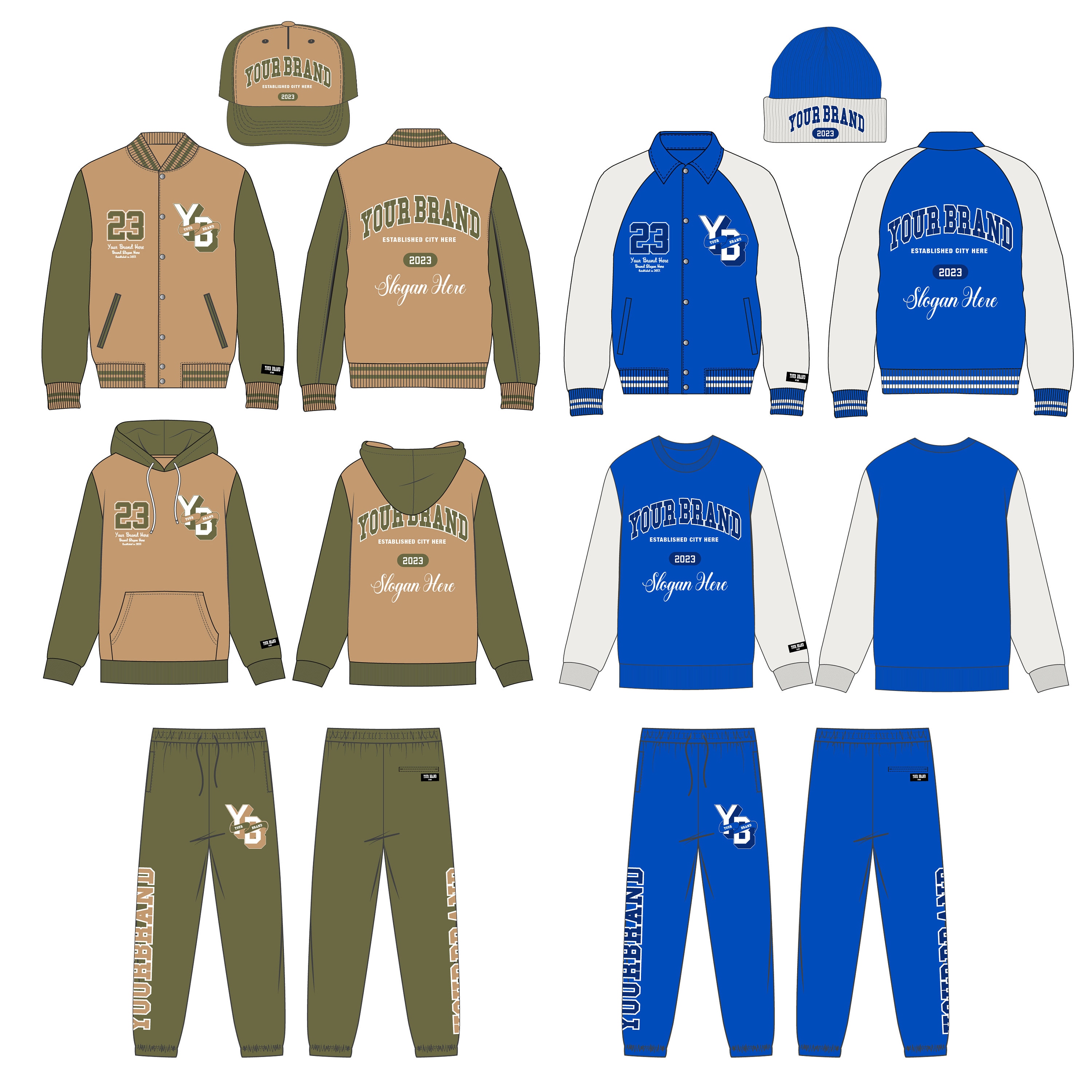 Custom Streetwear Collection Tech Pack Bundle, Clothing Sketch, Flat ...