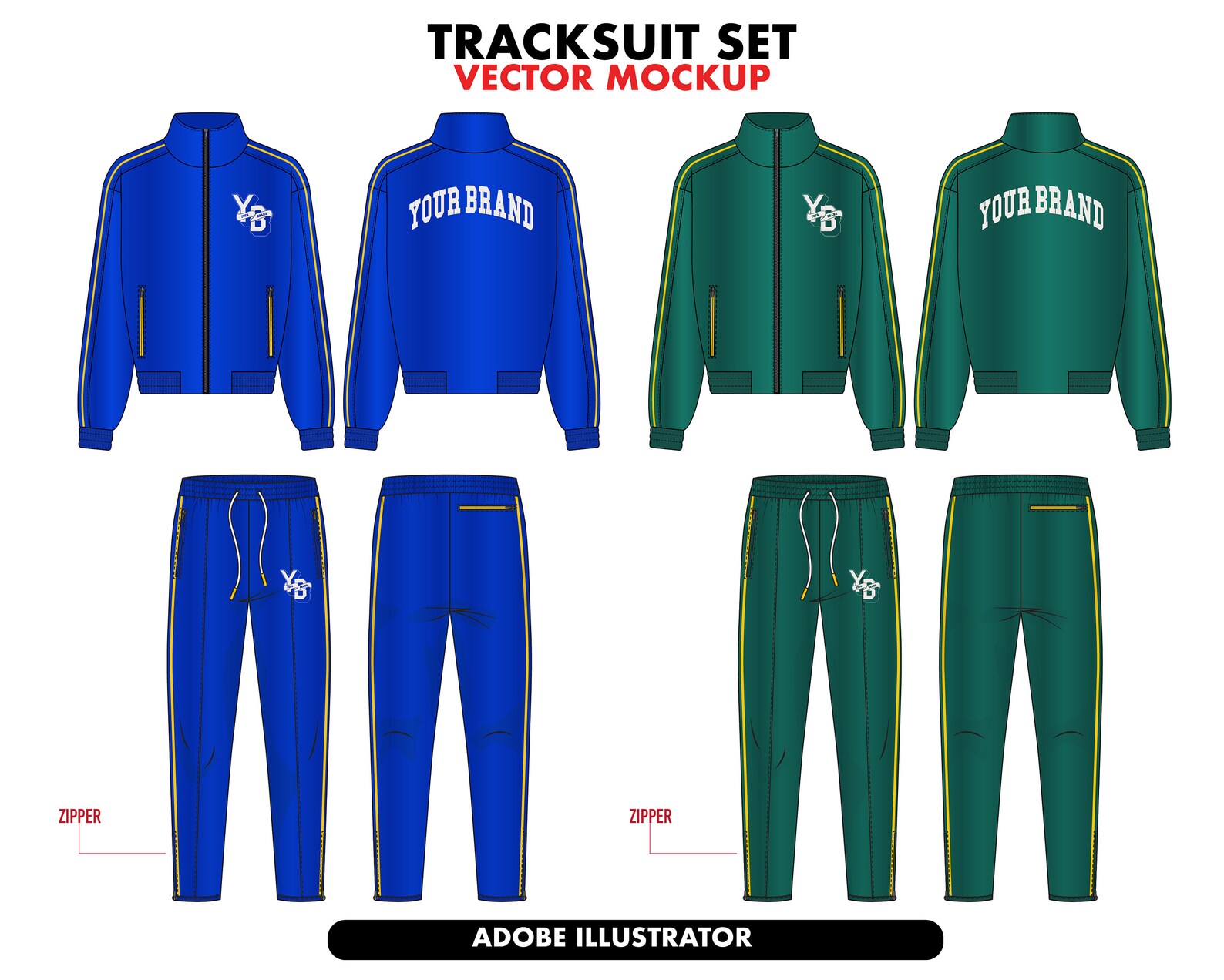 Track Suit Tech Pack Bundle, Clothing Sketch, Bundle Fashion Design ...