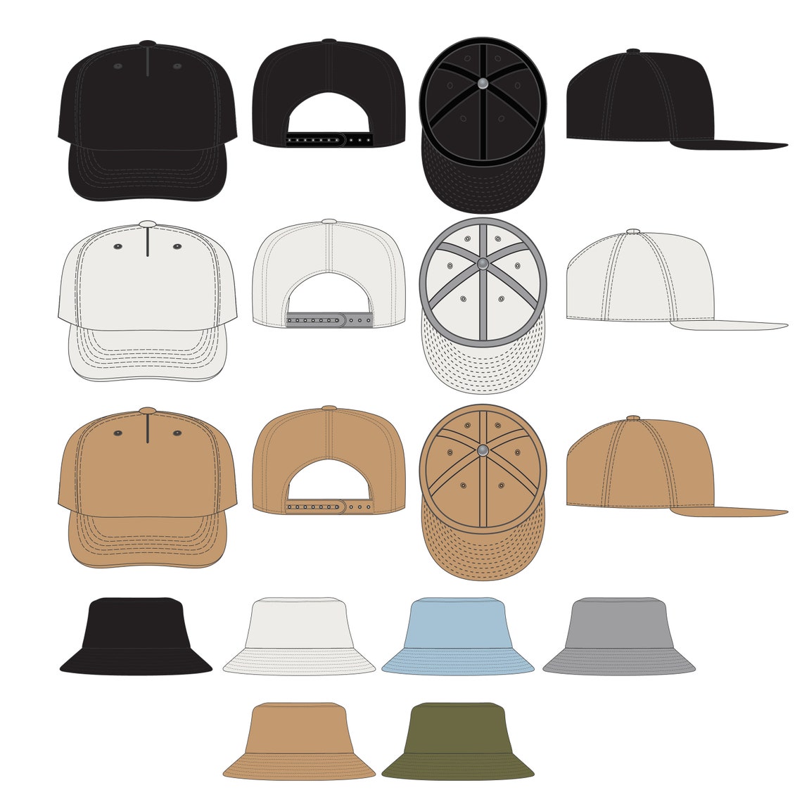 Streetwear Collection Tech Pack Bundle Clothing Sketch Flat - Etsy