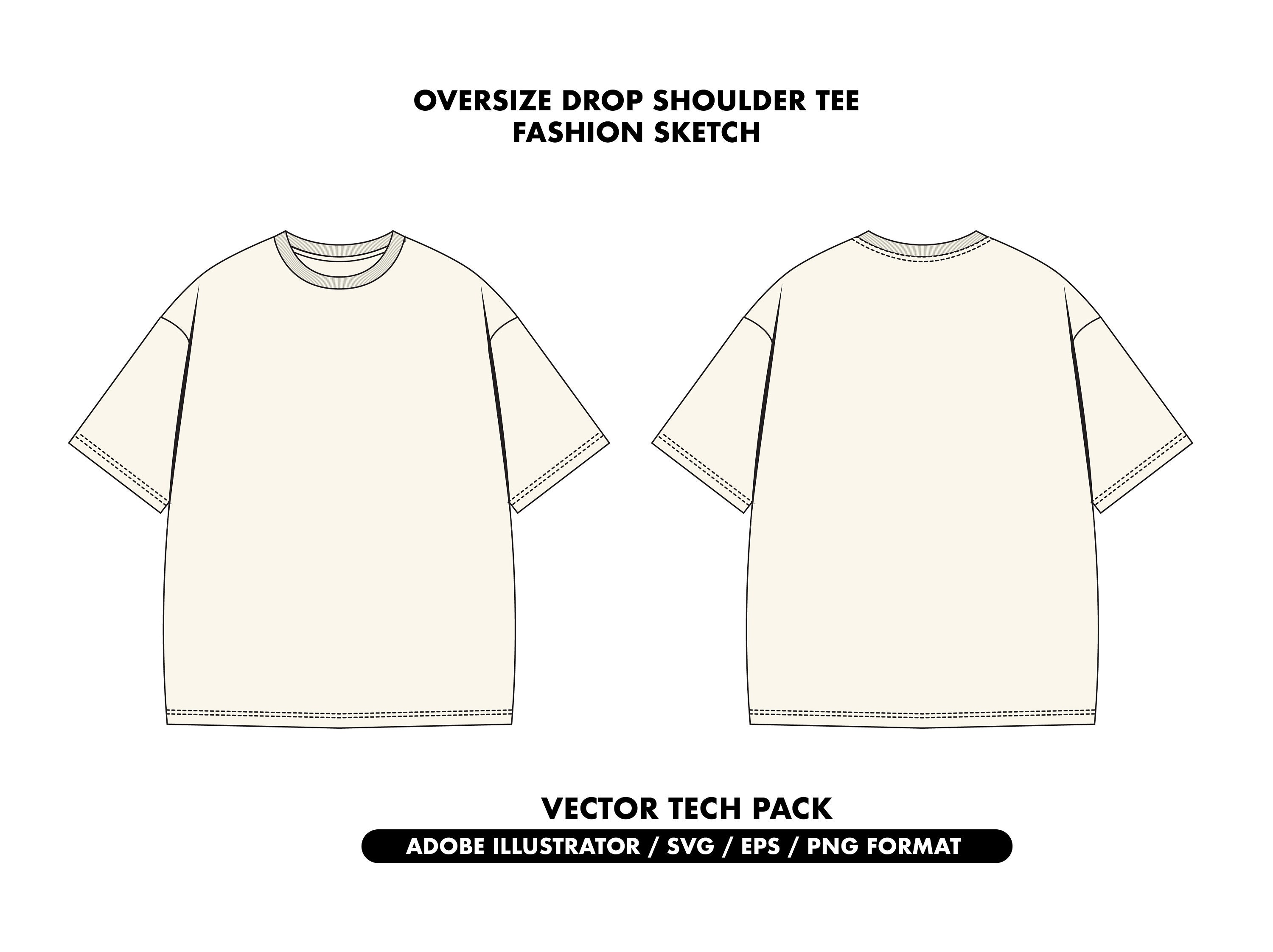 Streetwear Oversize Fit Tshirt Mockup, Drop Shoulder Hoodie Vector, T ...