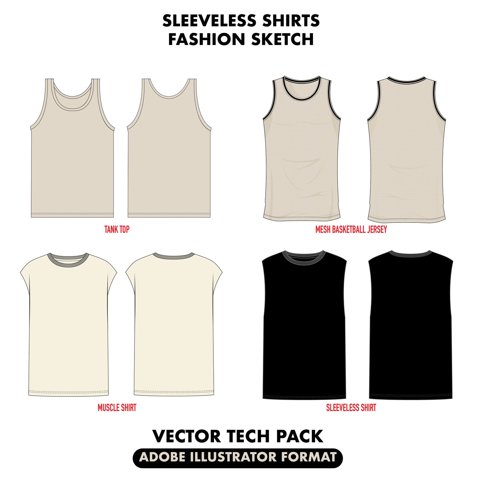 Tank Top Fashion Flat Sketch, Fashion Flat Sketch, Flat Sketch ...