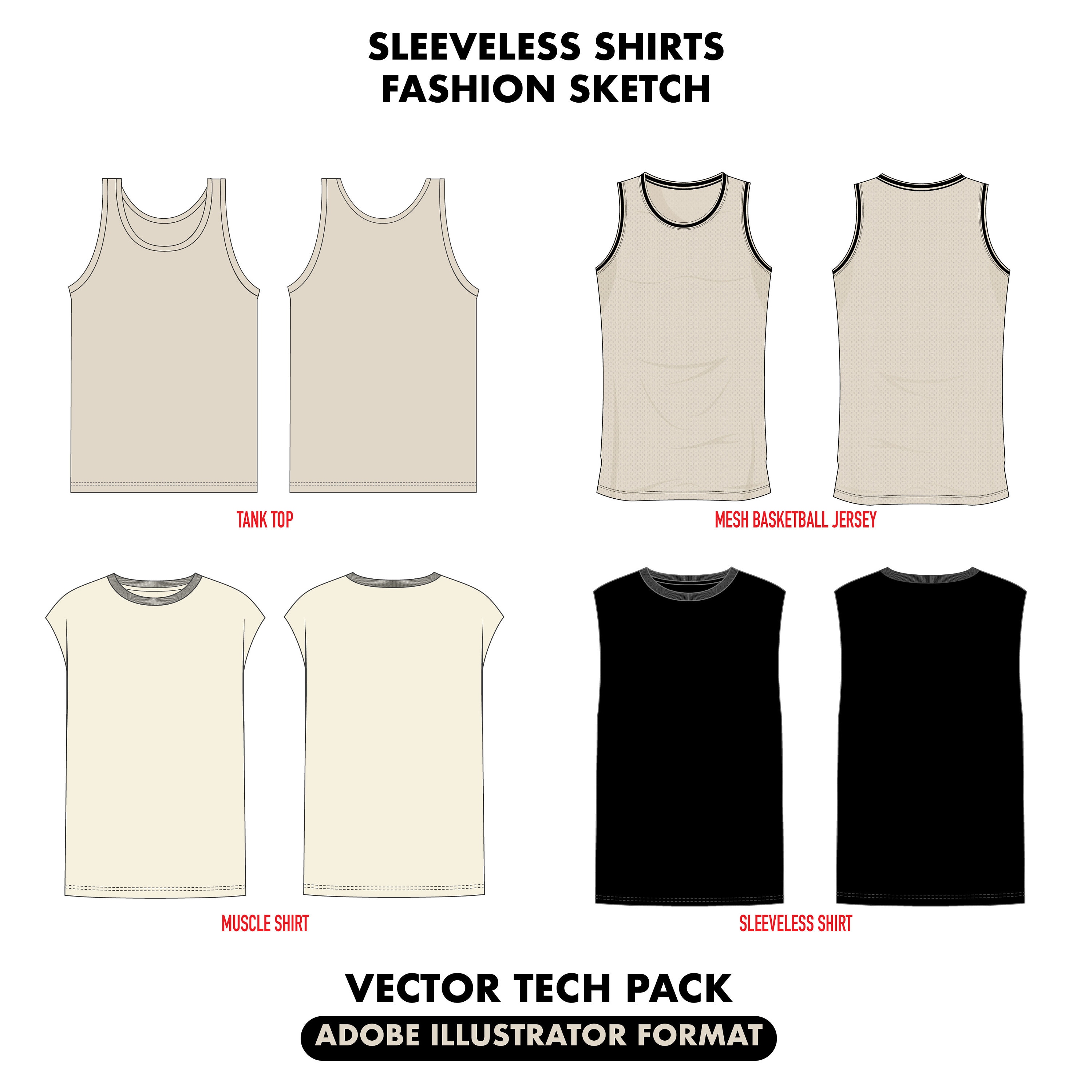 Tank Top Fashion Flat Sketch, Fashion Flat Sketch, Flat Sketch ...