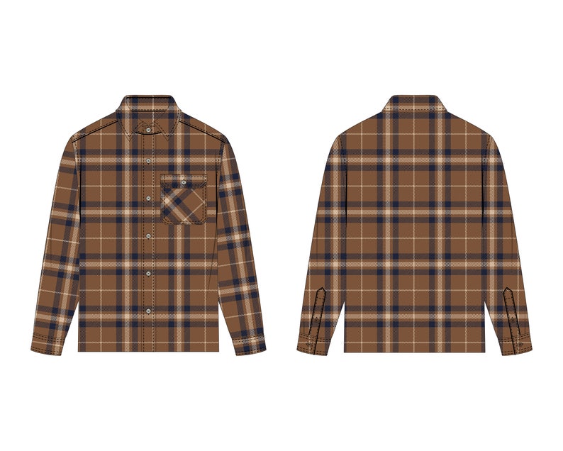 Flannel Shirt Vector, Clothing Sketch, Flat Clothing Mockup, Hoodie ...
