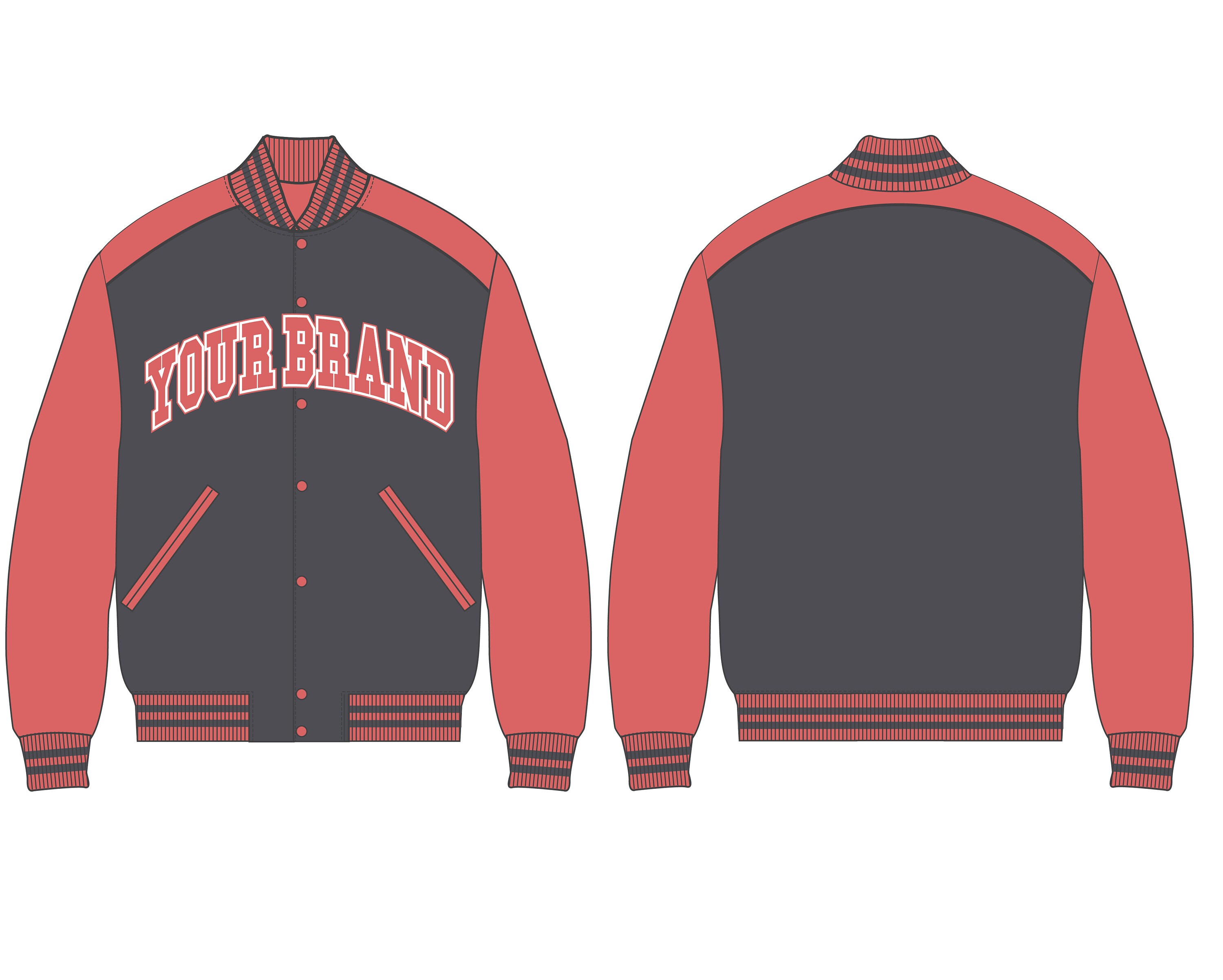 Streetwear Varsity Jacket Tech Pack, Clothing Sketch, Fashion Design ...