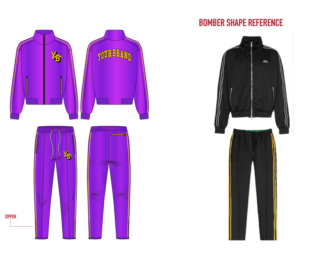 Track Suit Tech Pack Bundle, Clothing Sketch, Bundle Fashion Design ...