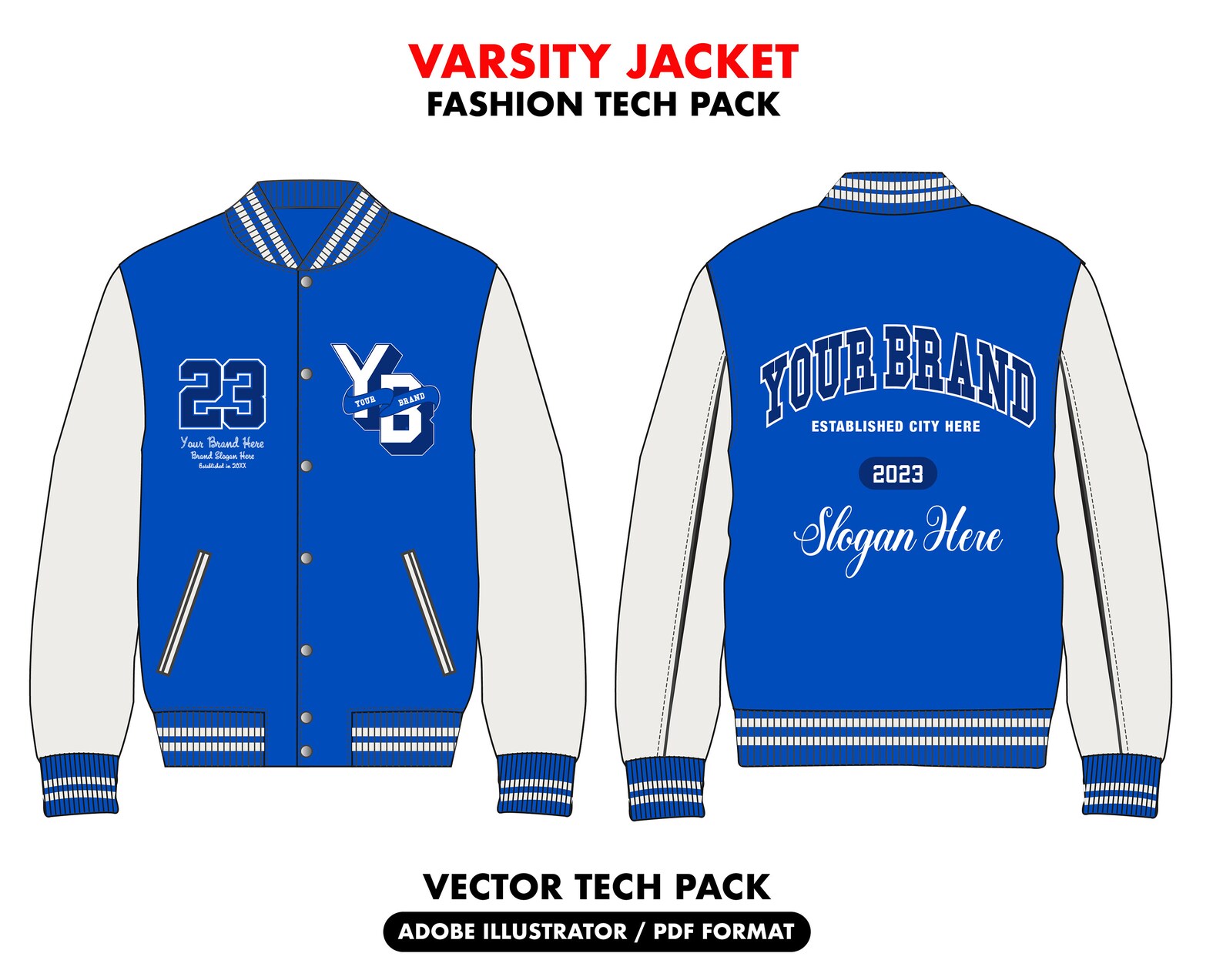 Varsity Jacket Tech Pack, Clothing Sketch, Bundle Fashion Design ...