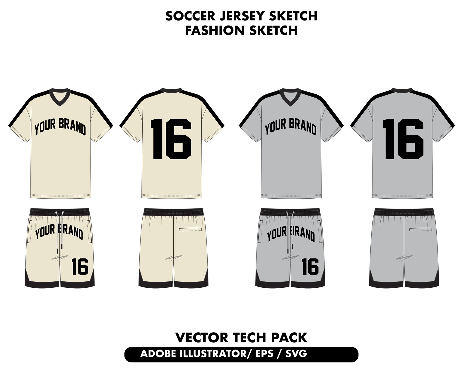 Soccerjersey Vector Mockup, Football Jersey Template, Jersey Tech Pack ...
