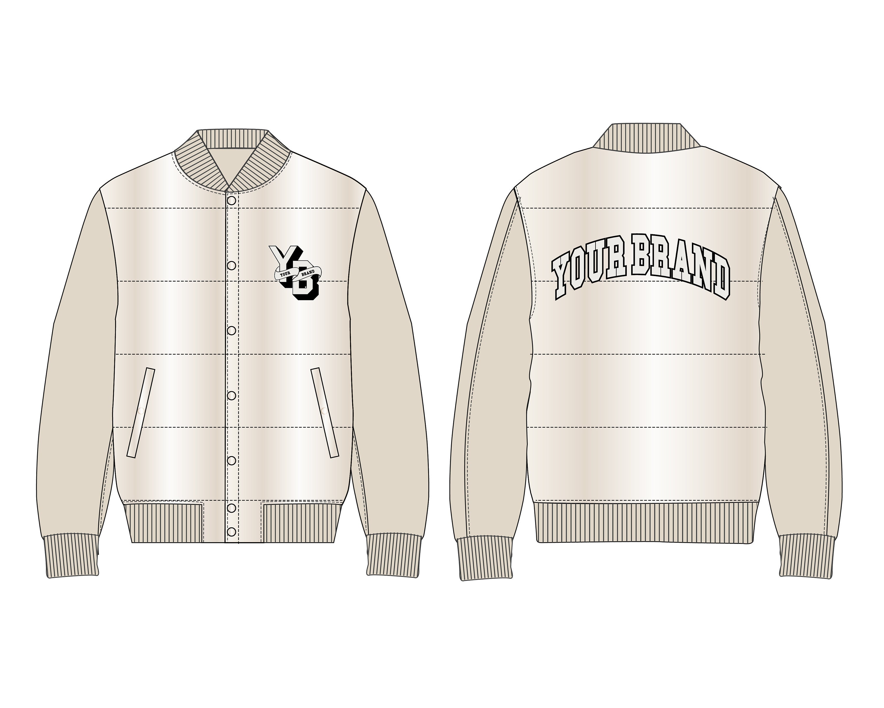 Qulited Nylon Jacket Vector Mockup, Clothing Sketch, Fashion Design ...