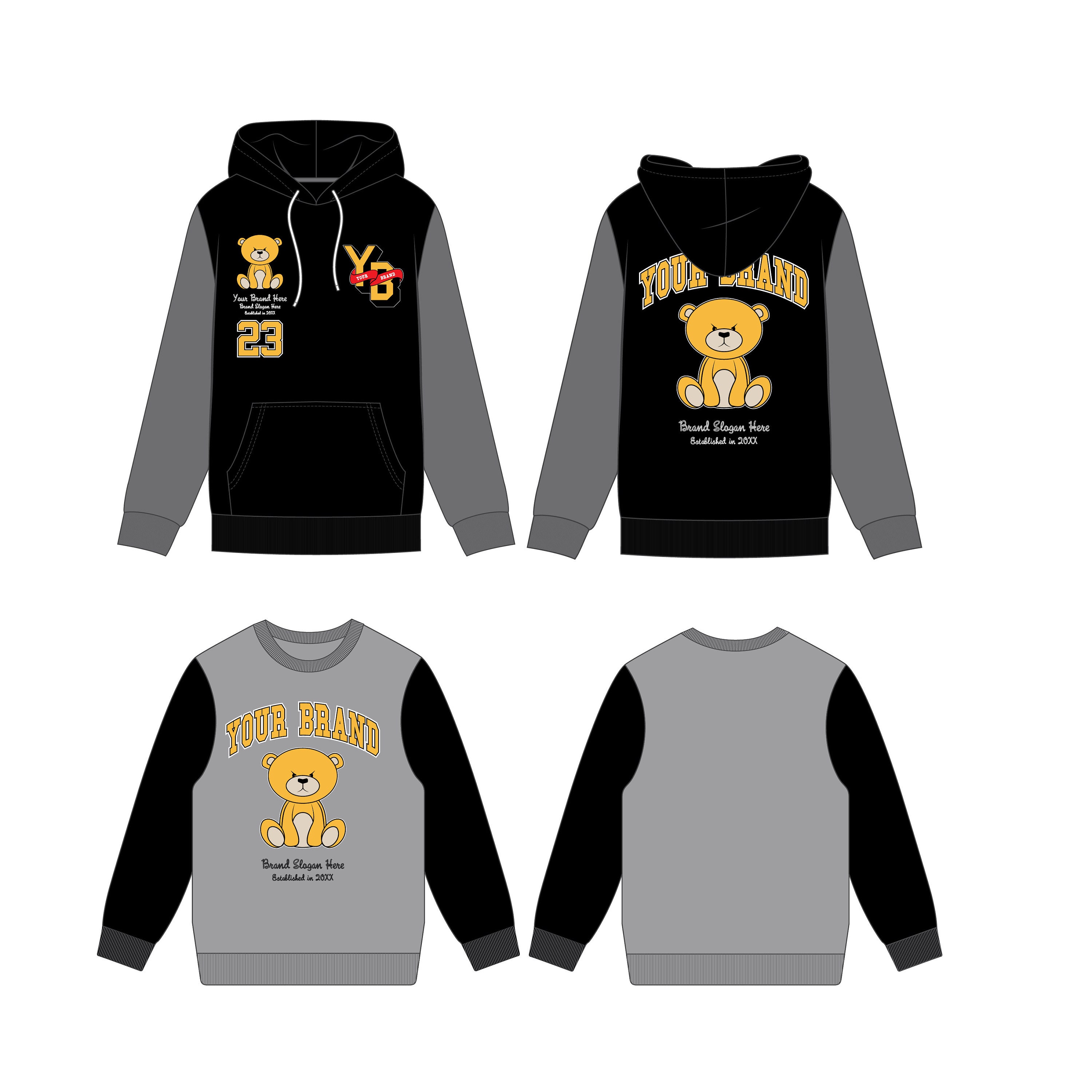 Custom Streetwear Collection Tech Pack Bundle, Clothing Sketch, Flat ...