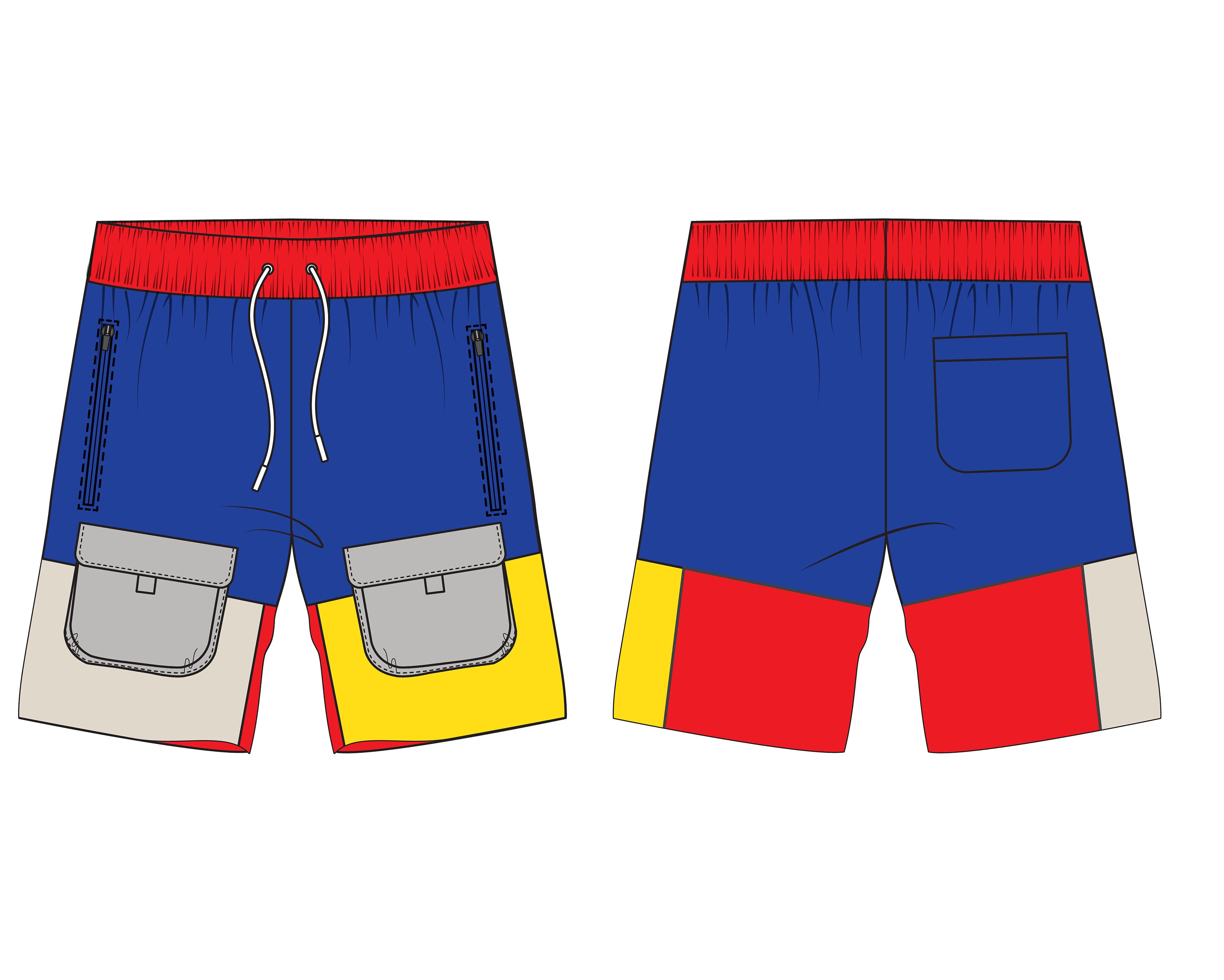 Cargo Shorts Vector Mockup, Cargo Shorts Template, Shorts Tech Pack ...