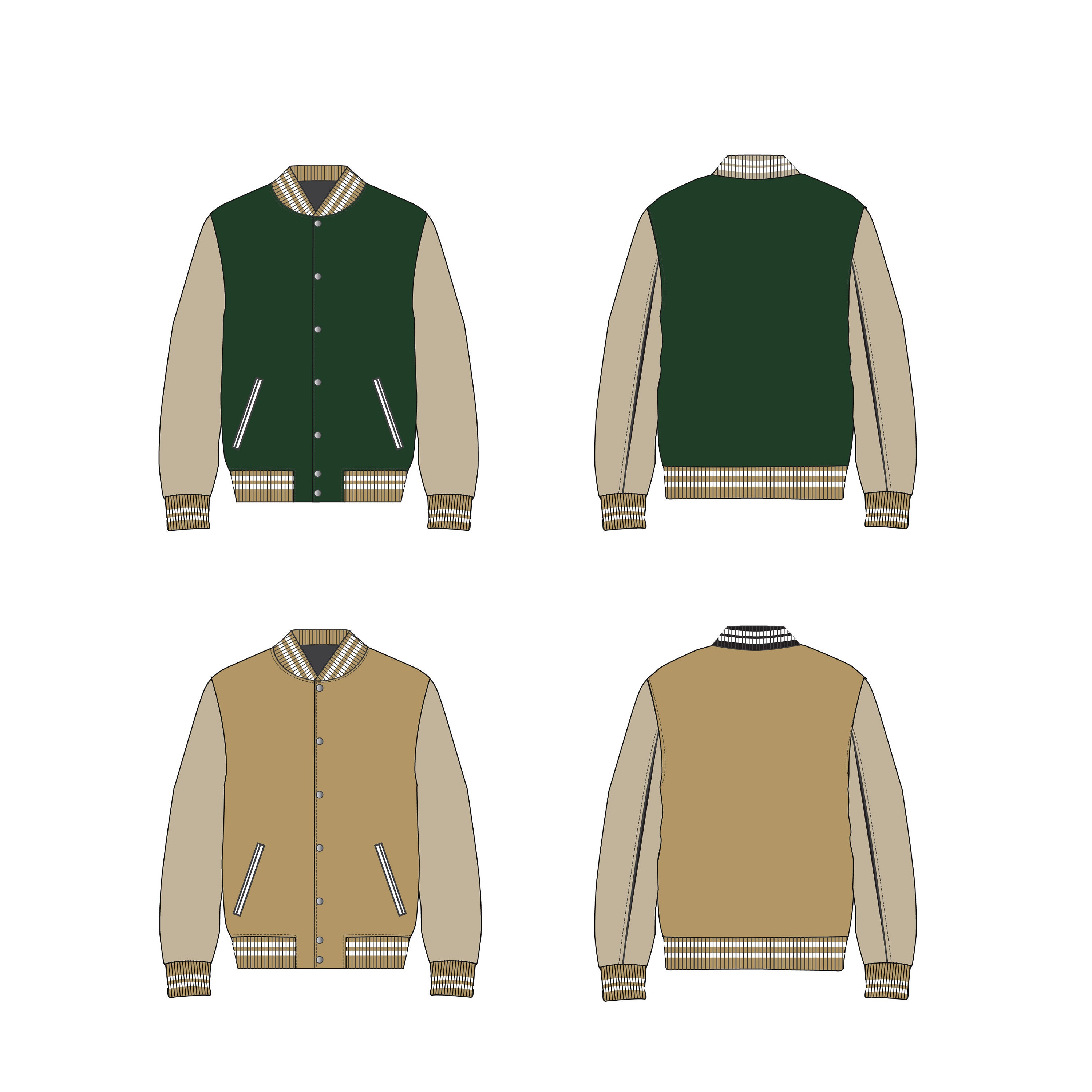 Varsity Jacket Tech Pack Bundle, Clothing Sketch, Bundle Fashion Design ...