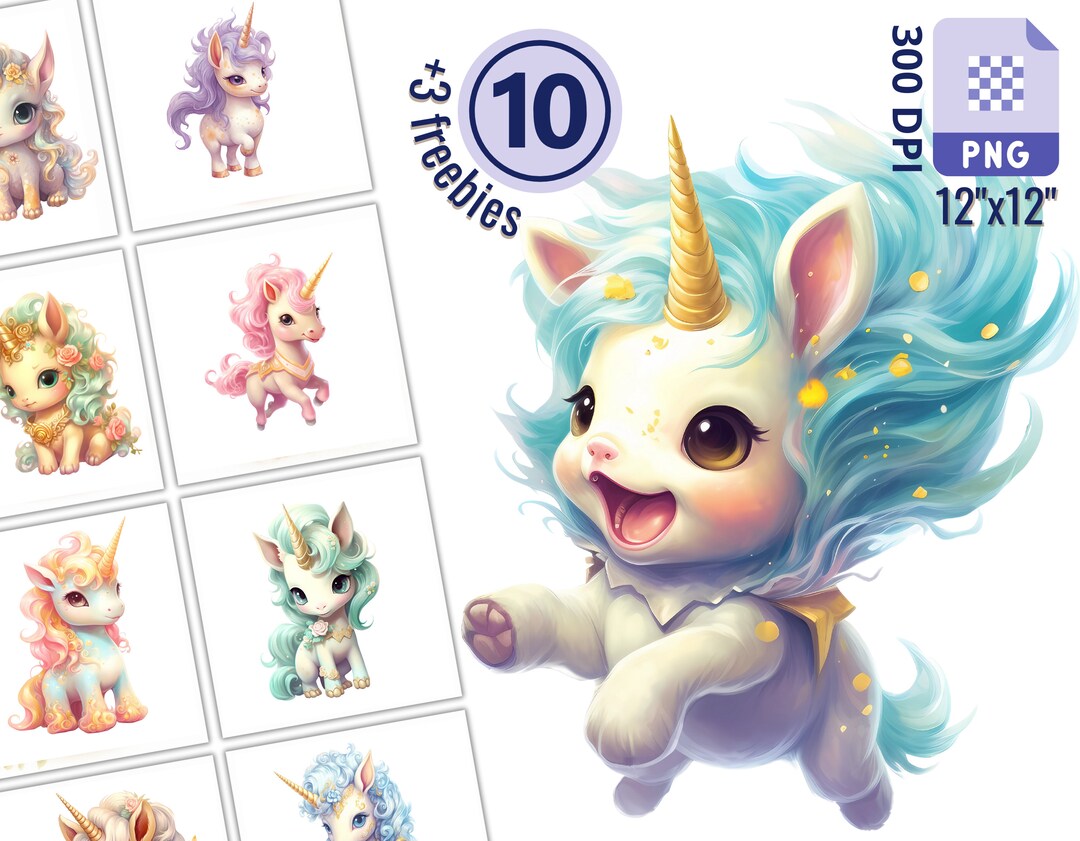 Rainbow Unicorn Clipart Set for Creative Projects, Pastel Fantasy and ...