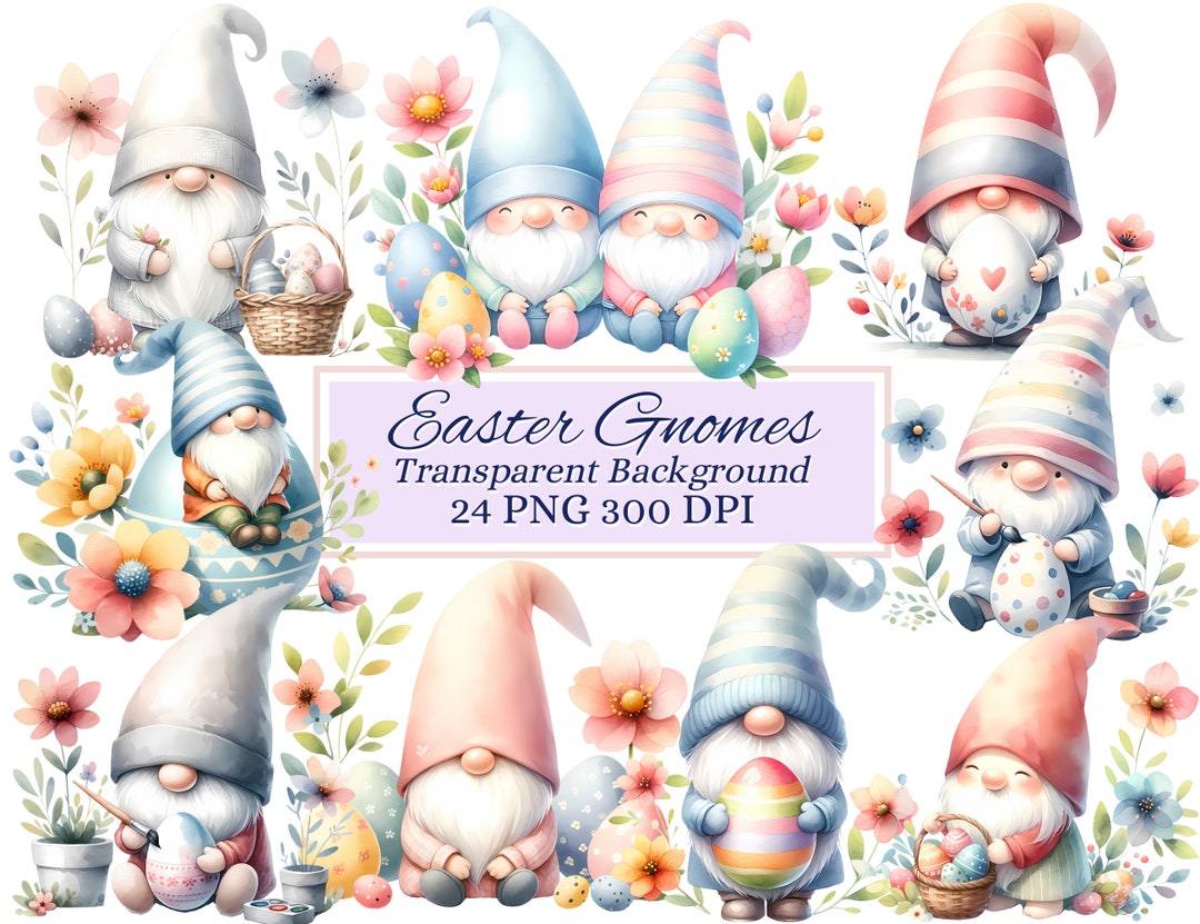 Easter Gnomes Clipart Set for Creative Project, Cute Easter Graphics ...