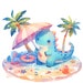 Cute Summer Dinosaurs at the Beach Clipart Set for Creative Project ...