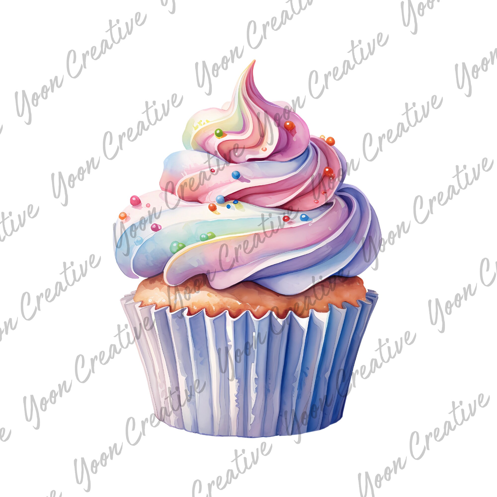 Sweet Rainbow Cupcakes Clipart Set for Creative Projects - Etsy