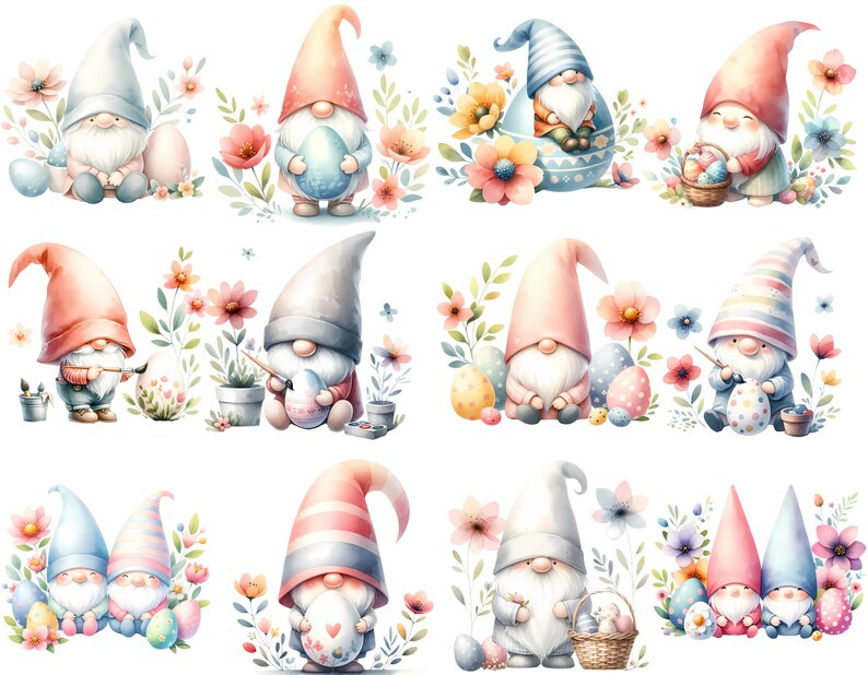 Easter Gnomes Clipart Set for Creative Project, Cute Easter Graphics ...