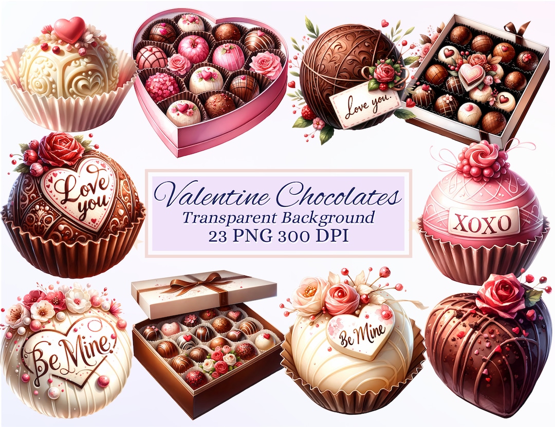 Valentine Chocolates Clipart Set for Creative Project, Valentine Day ...