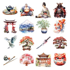 Journey to Japan Clipart for Creative Project, Japanese Artwork ...