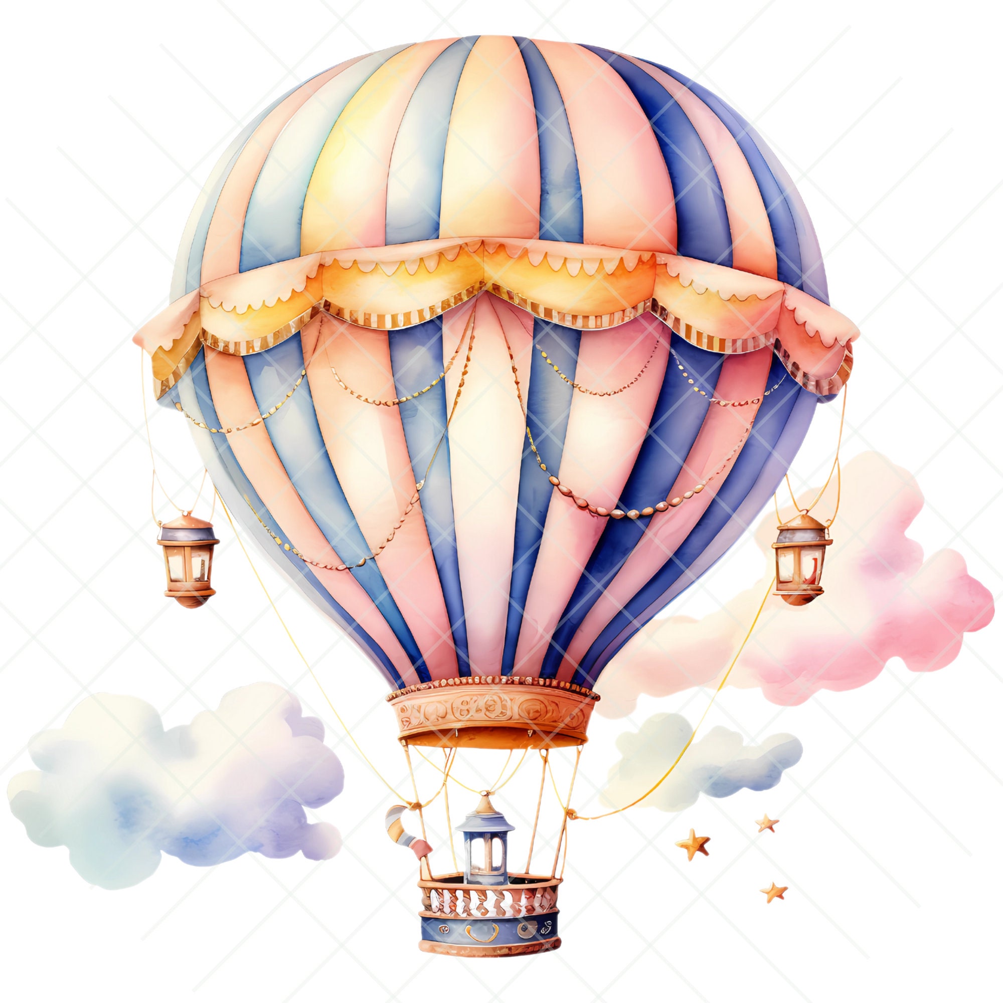 Hot Air Balloons Clipart for Creative Project, Whimsical Nursery Wall ...