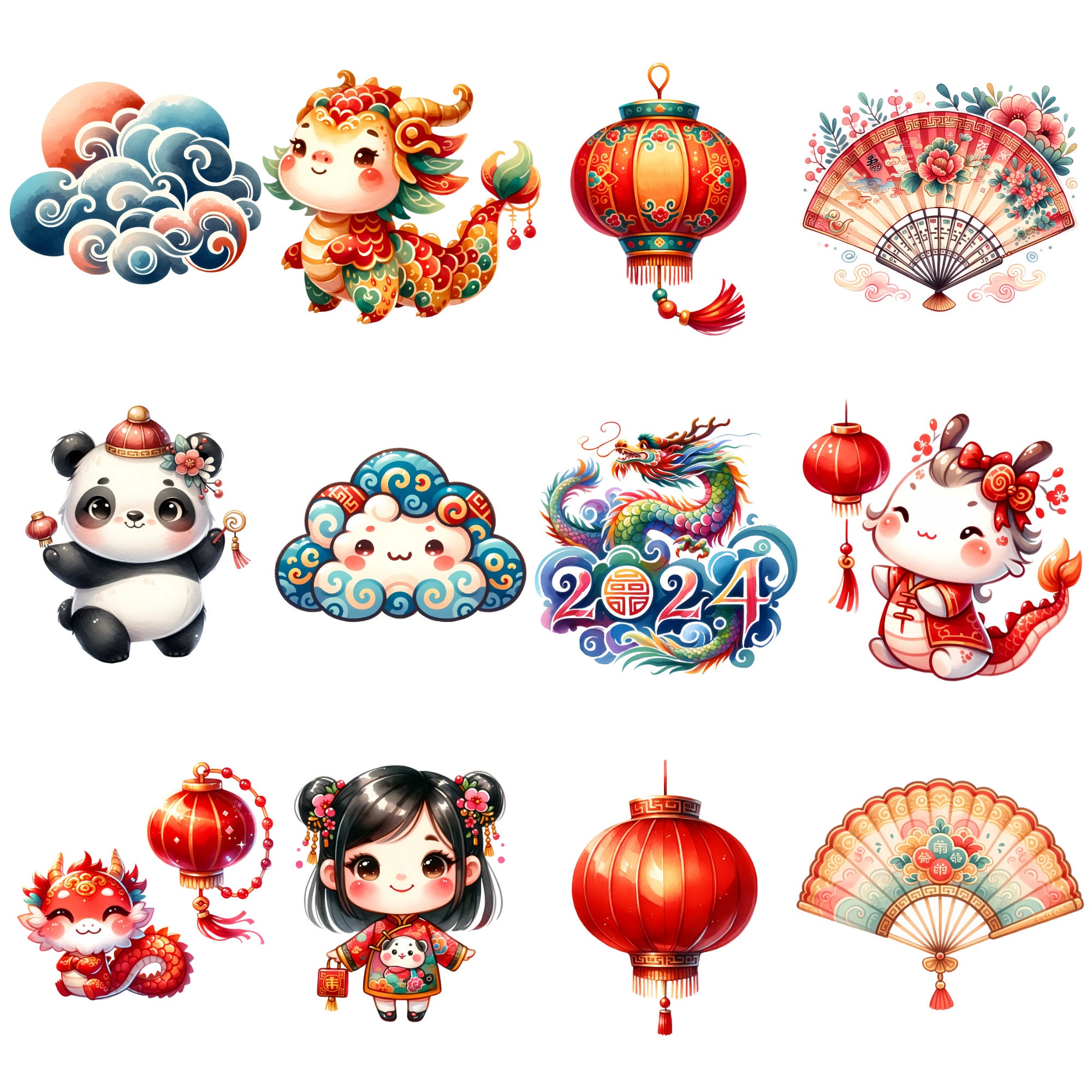 Chinese New Year Clipart Bundle for Creative Project, Lunar New Year ...