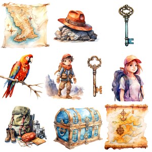 Treasure Hunt Cliparts for Creative Projetcs, Adventurer Elements ...