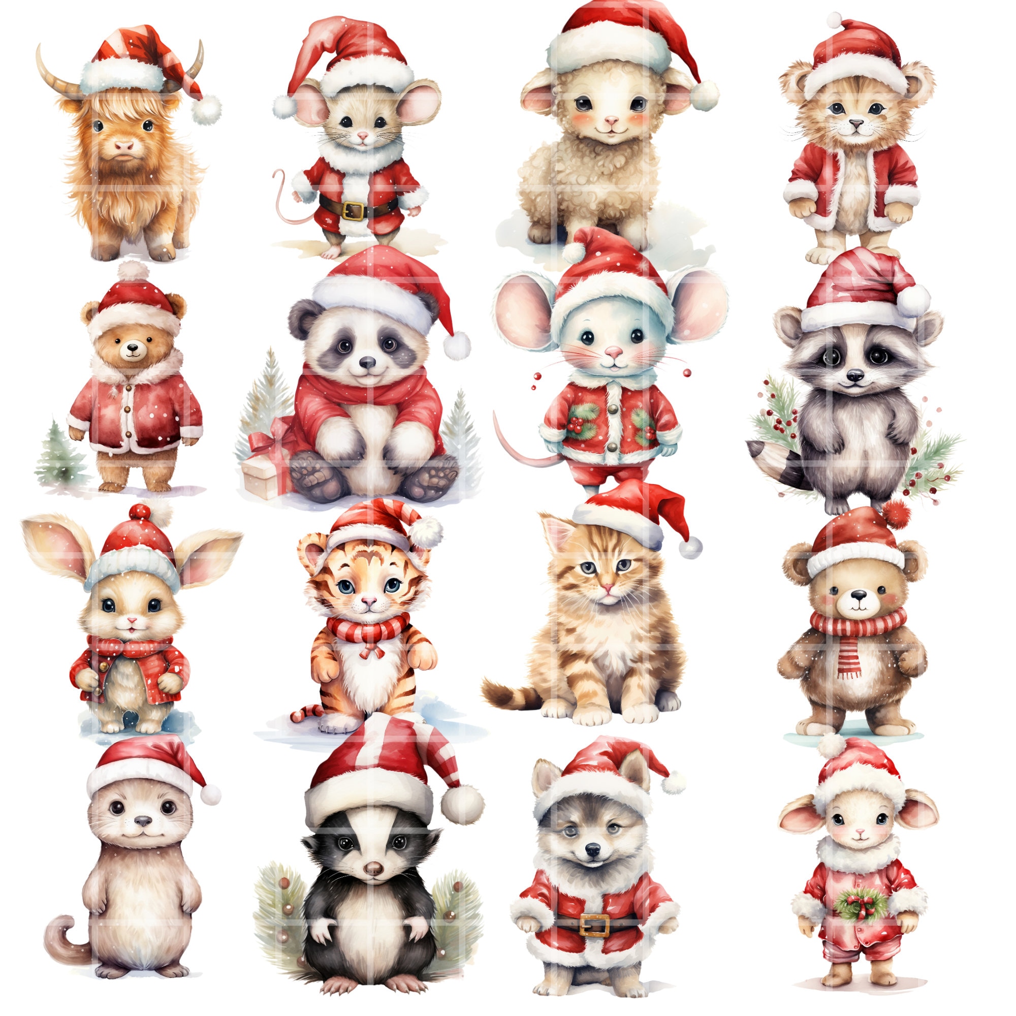 Christmas Animals Clipart Set for Creative Projects Xmas Gift - Etsy