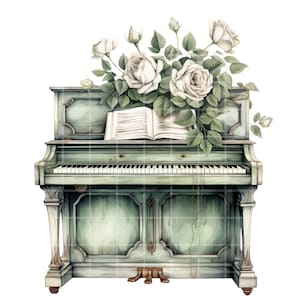 Sage Green Rose Cliparts for Creative Projetcs, Floral Musical Elements ...