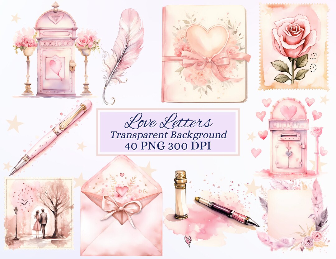 Love Letters Cliparts for Creative Projects, Valentine Day Graphic ...