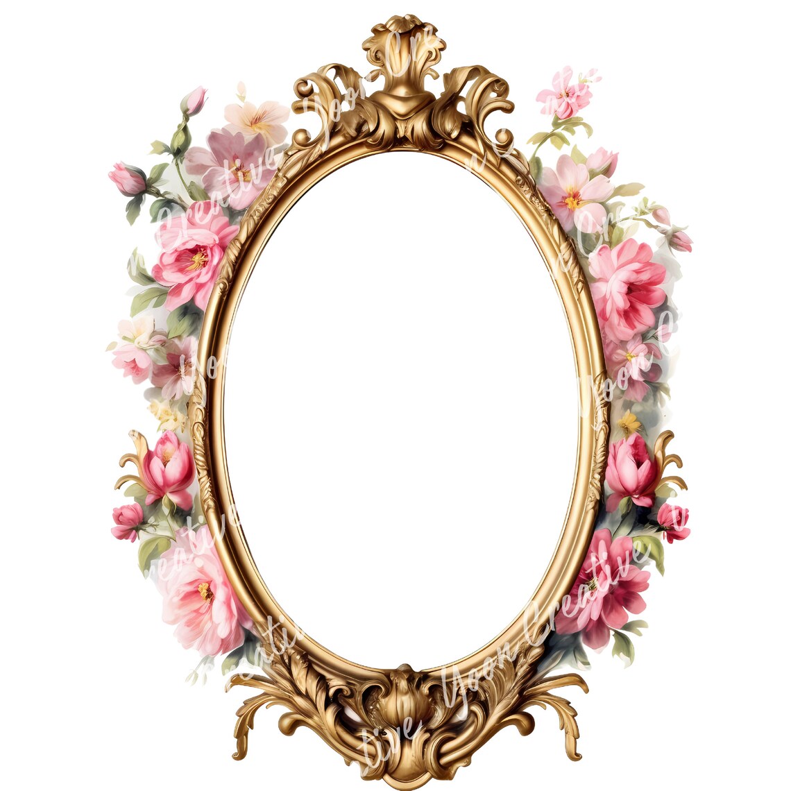Baroque Oval Frame Clipart Set for Creative Projects, Rococo Style ...