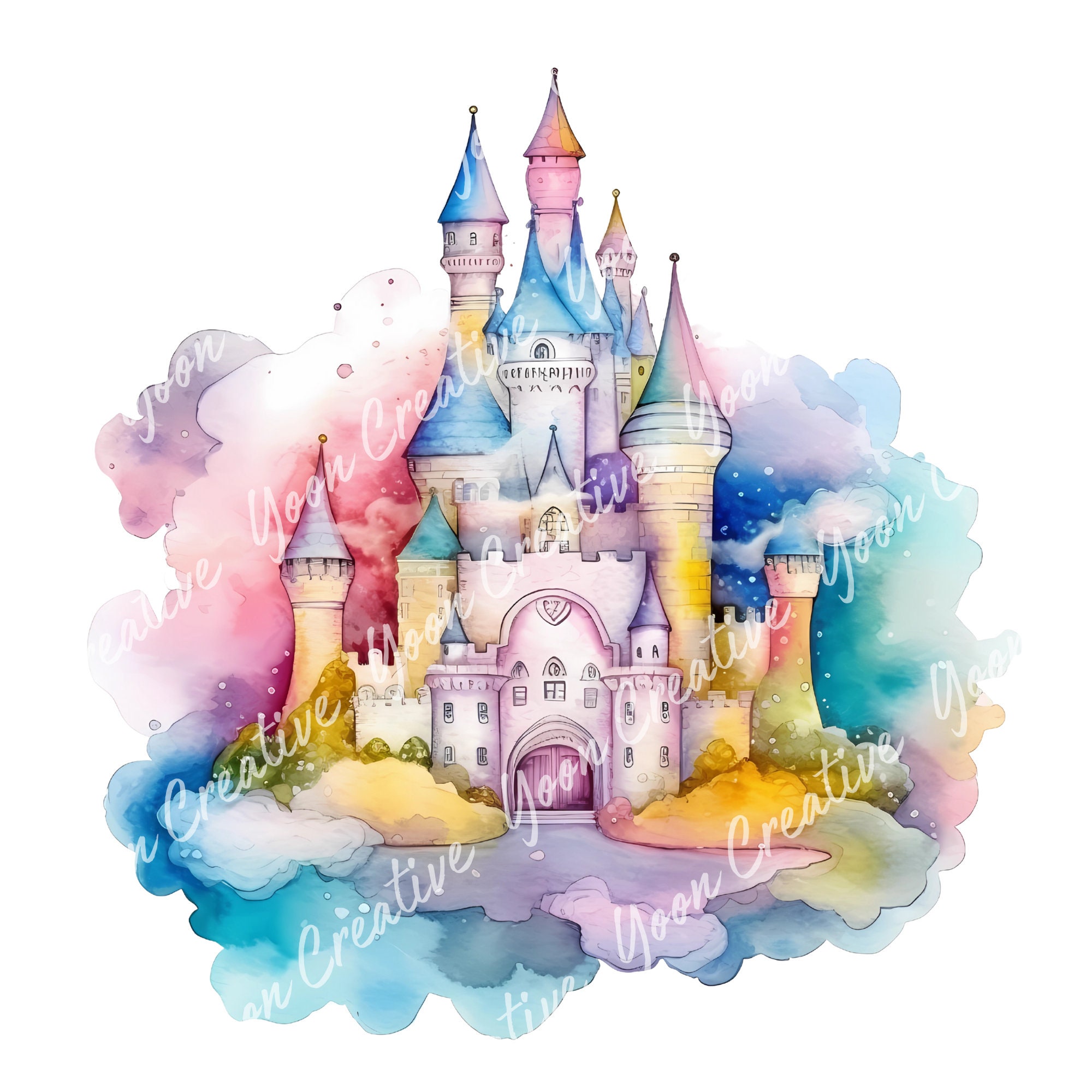Dreamy Castle Clipart Set for Creative Projects Fantasy Fairy - Etsy