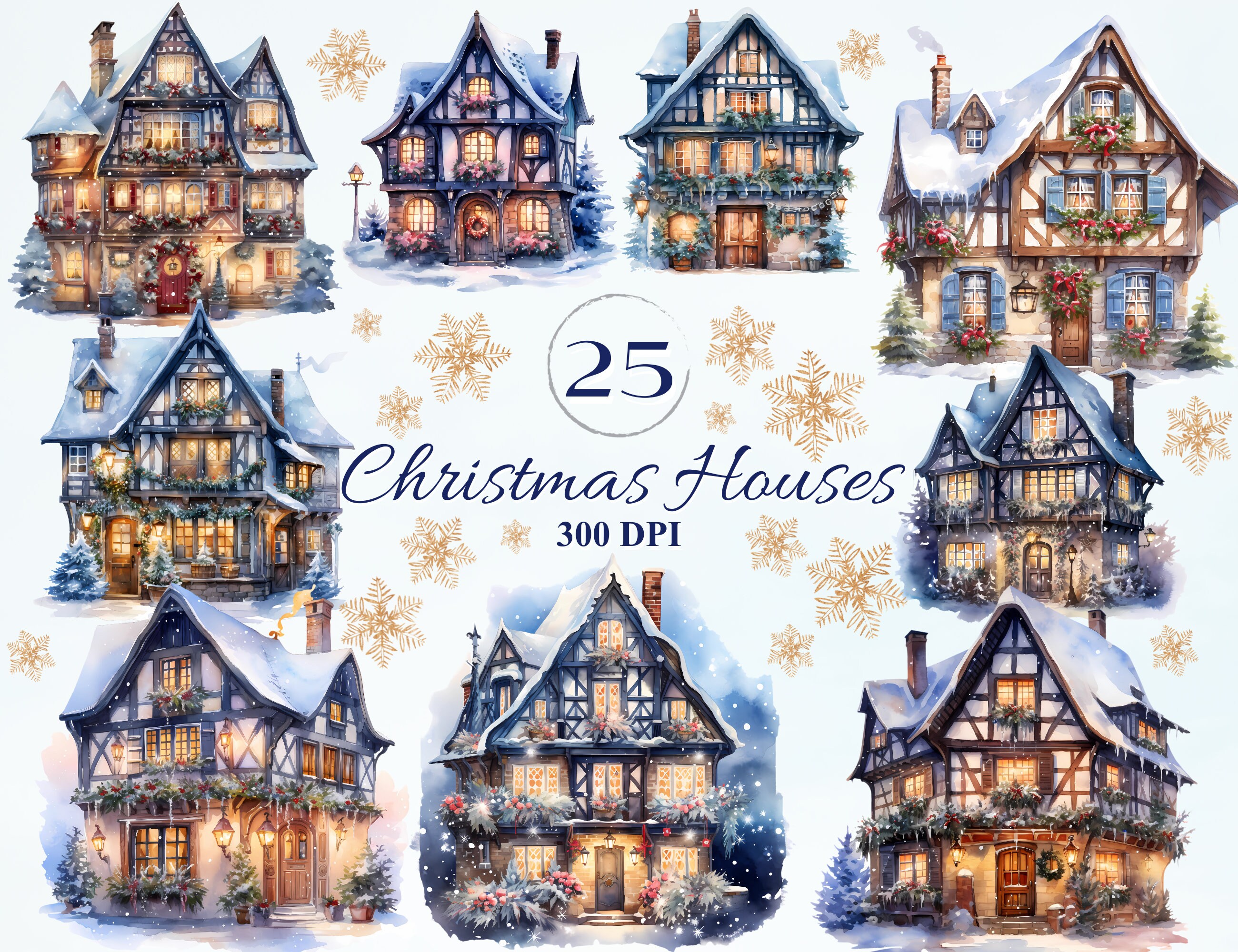 Christmas Houses Clipart Set for Creative Project, France Alsace ...