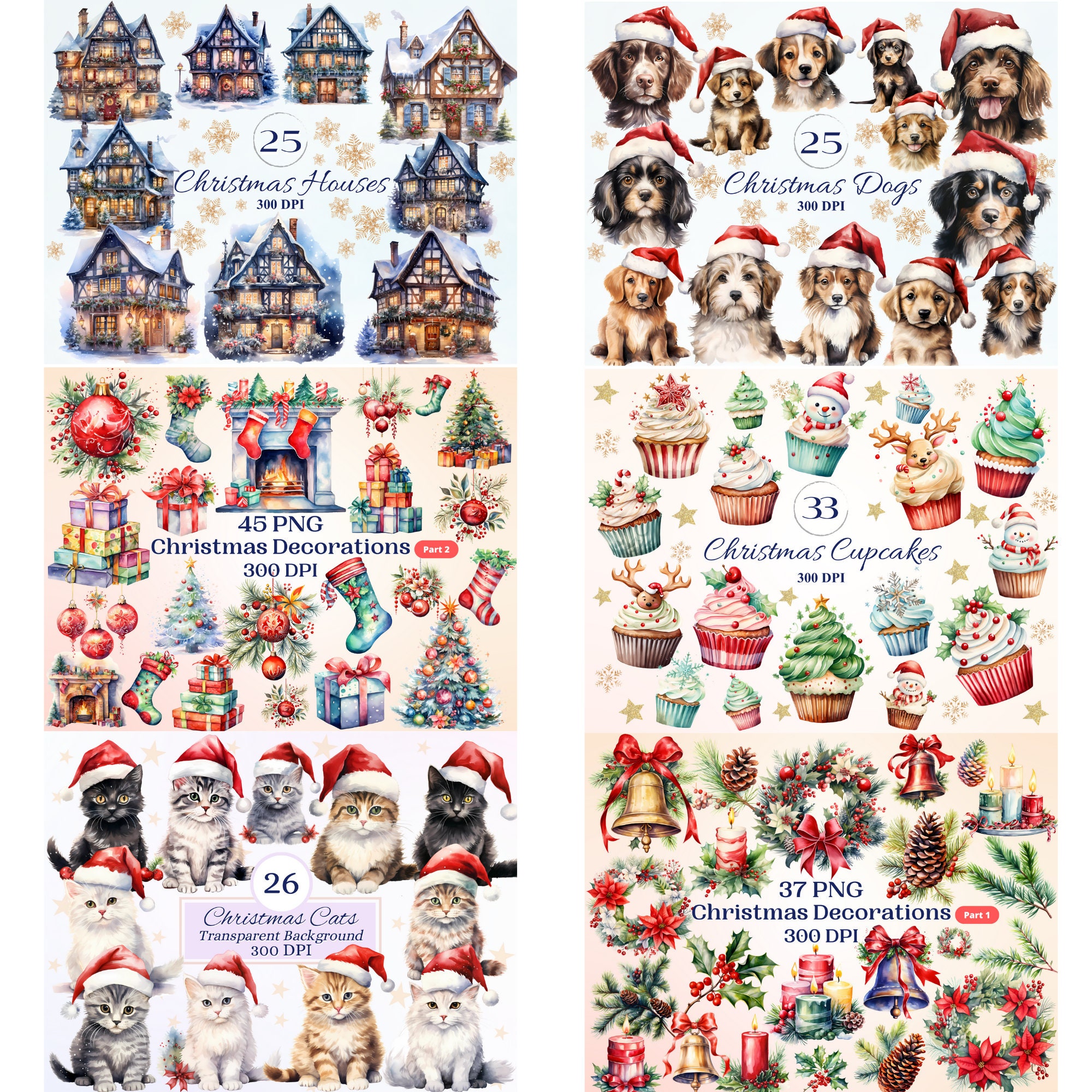 Christmas Edition 1000 Clipart Set for Creative Projects, Xmas Winter ...