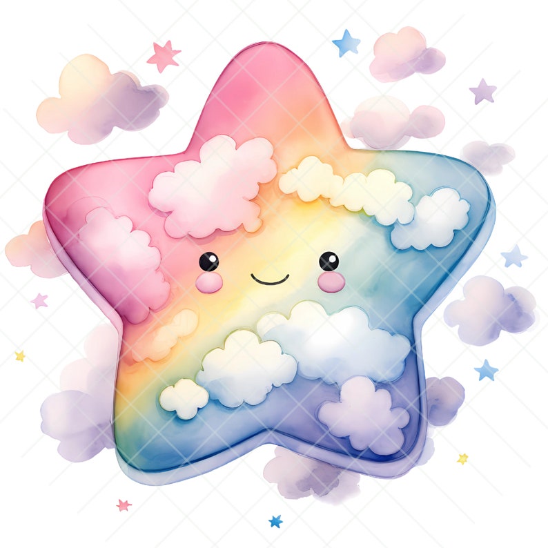 Rainbow Stars Clipart Set for Creative Project, Whimsical Nursery Wall ...