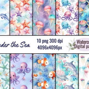 Under the Sea Digital Patterns for Creative Projects, Marine Digital ...