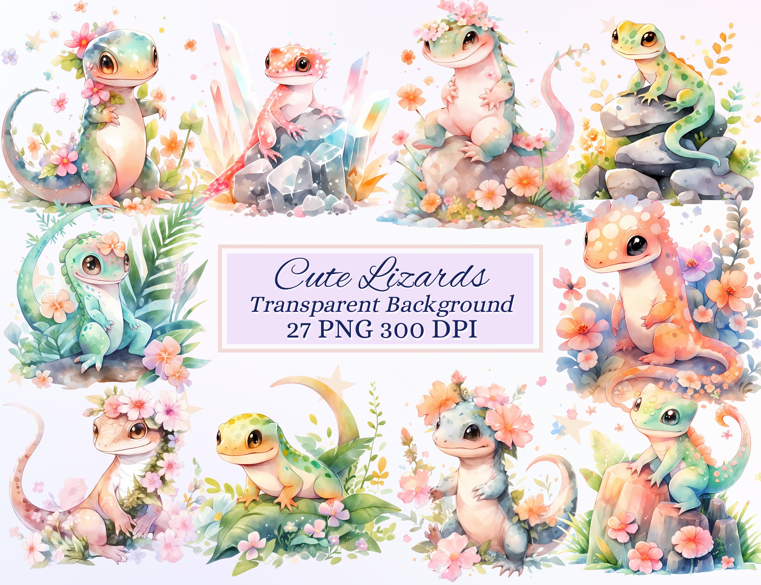 Cute Lizards Clipart Set for Creative Project, Animal Graphics, Nursery ...