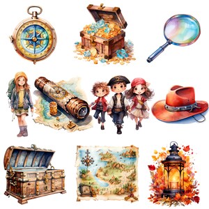 Treasure Hunt Cliparts for Creative Projetcs, Adventurer Elements ...