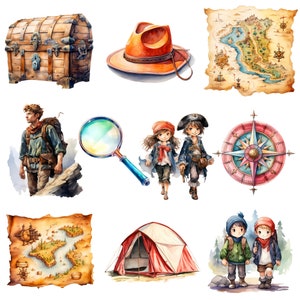 Treasure Hunt Cliparts for Creative Projetcs, Adventurer Elements ...