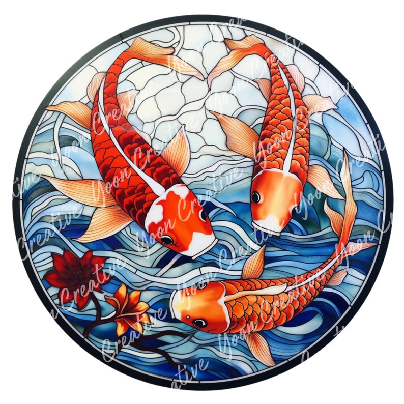 Stained Glass Koi Fish Clipart Set for Creative Project 11 - Etsy