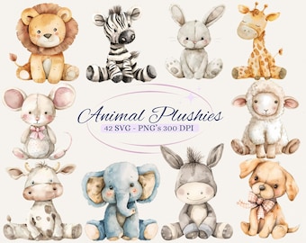 Watercolor Sleepy Animals Clipart Bundle, Cute Animals PNG, Cute Animal ...
