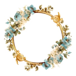 Baroque Circle Frame Clipart Set for Creative Projects, Rococo Style ...