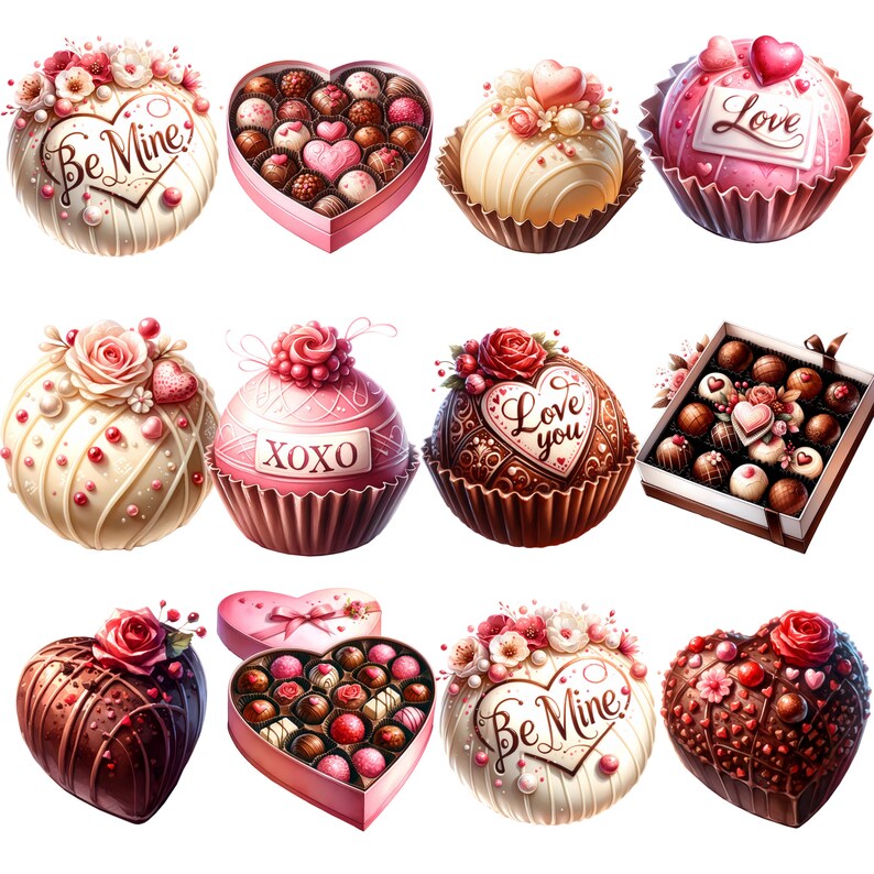 Valentine Chocolates Clipart Set for Creative Project, Valentine Day ...