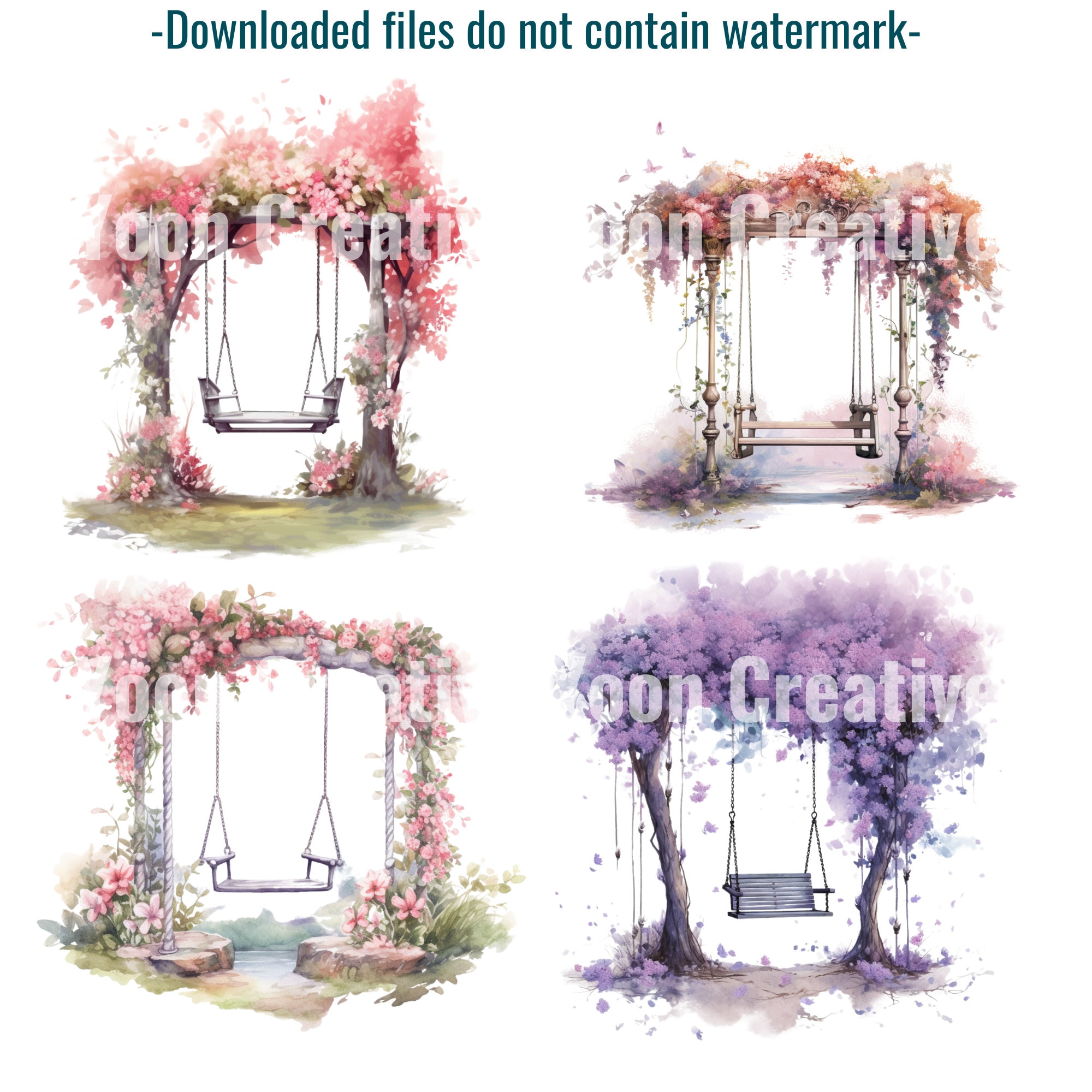 Romantic Floral Swing Graphics for Creative Projects 10 PNG - Etsy