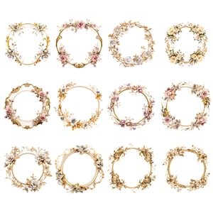 Baroque Circle Frame Clipart Set for Creative Projects, Rococo Style ...