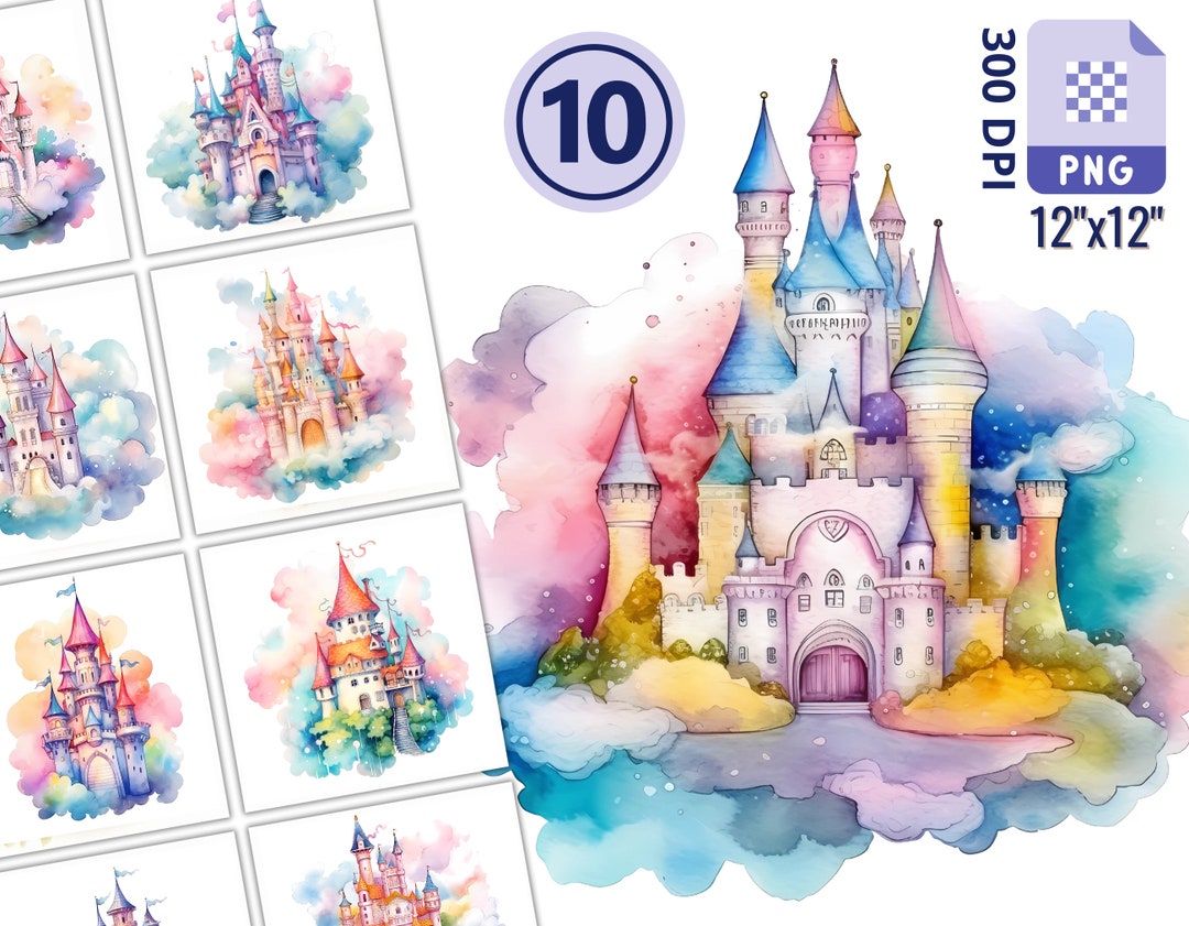 Dreamy Castle Clipart Set for Creative Projects, Fantasy Fairy Tale ...