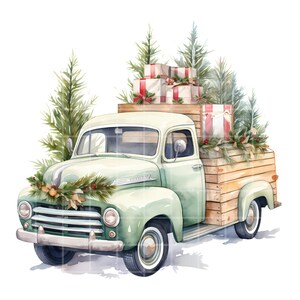 Christmas Pickup Clipart Set for Creative Projects, Winter Truck, Xmas ...